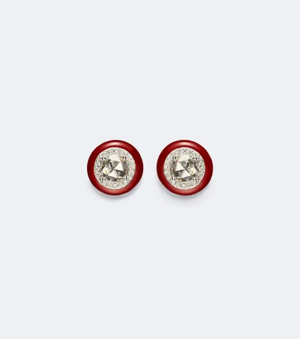 KAMYEN Candy Dots 18kt White Gold And Enamel Earrings Diamonds - Silver