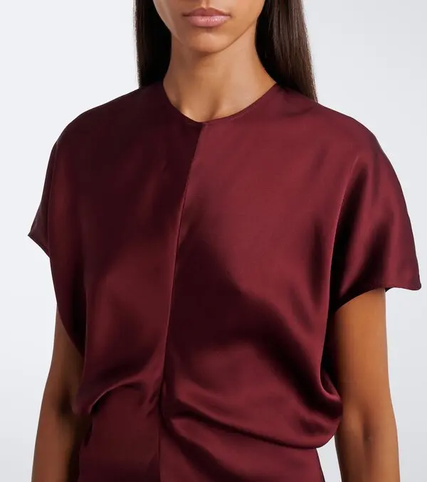 TOTEME Draped Crepe Satin Maxi Dress
