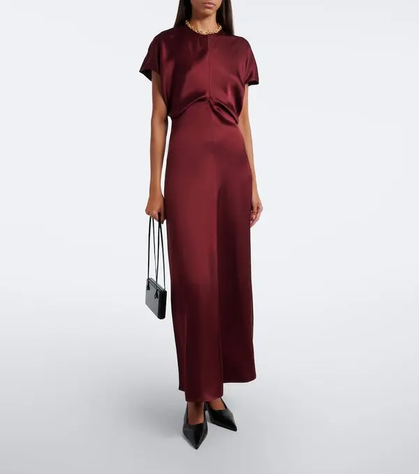 TOTEME Draped Crepe Satin Maxi Dress