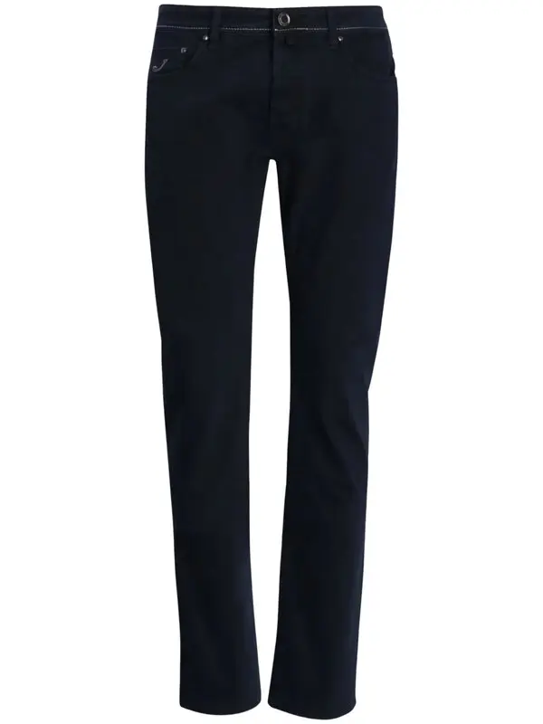 JACOB COHЁN Contrast-stitching Cotton Trousers