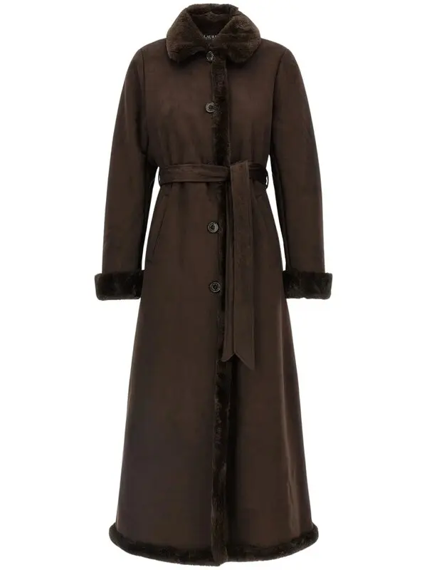 Ralph Lauren Faux-shearling Trimmed Belted Coat