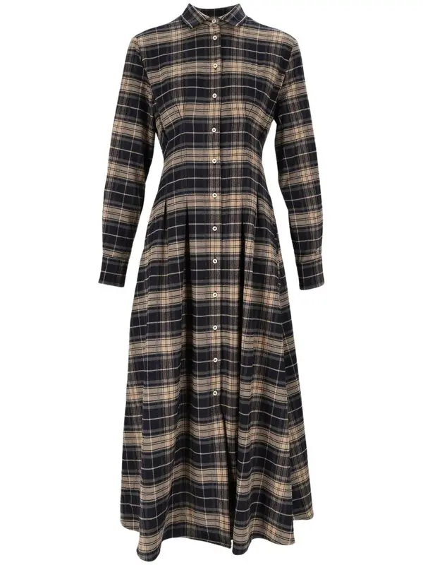 MC2 SAINT BARTH Long-sleeved Checked Shirt Dress By