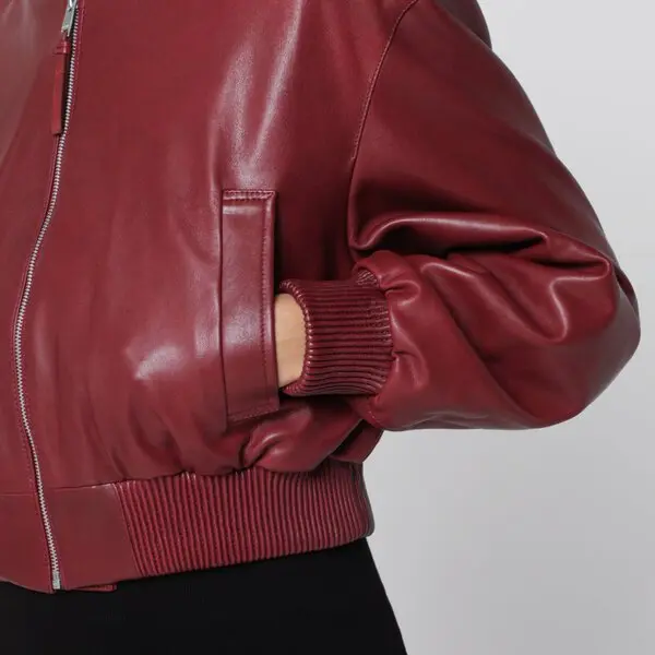 ARMA Hannah Cropped Bomber Jacket In Leather - Red