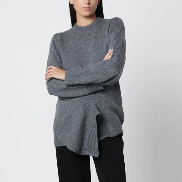 TOTEME Dark Asymmetrical Wool And Cashmere Sweater - Grey