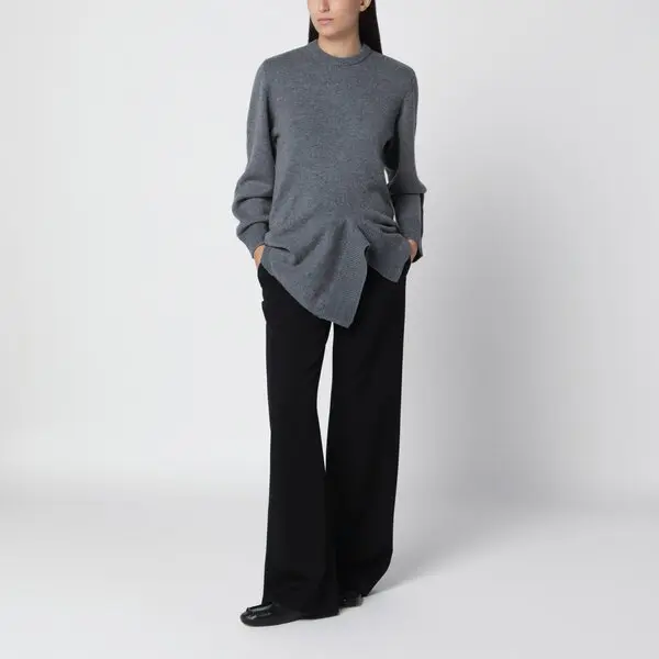 TOTEME Dark Asymmetrical Wool And Cashmere Sweater