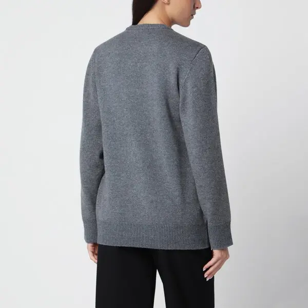 TOTEME Dark Asymmetrical Wool And Cashmere Sweater