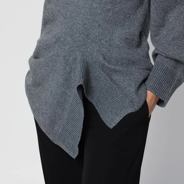 TOTEME Dark Asymmetrical Wool And Cashmere Sweater