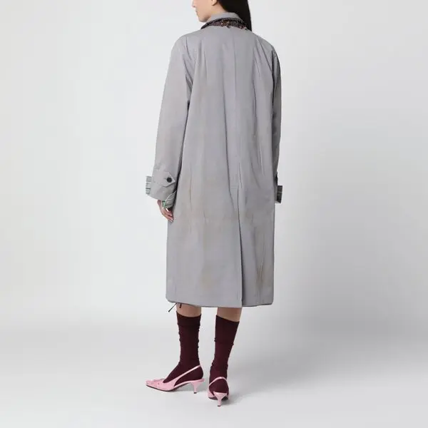 Prada Reversible Overcoat In Twill And Vintage-effect Houndstooth
