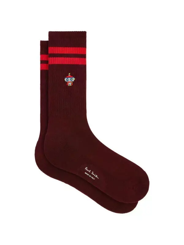 Paul Smith Burgundy Robot Ribbed Socks