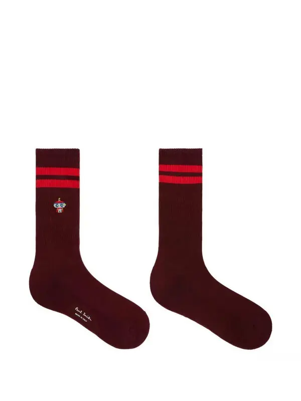 Paul Smith Burgundy Robot Ribbed Socks