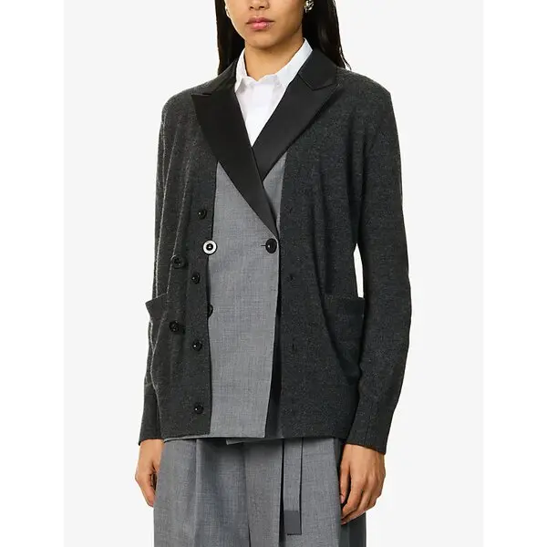 Sacai Contrast Suit Wool Cardigan