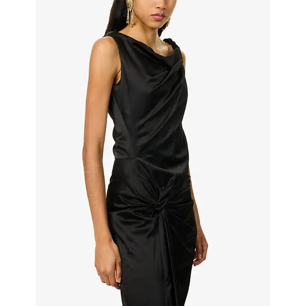 Dries Van Noten Dumas Draped Satin Midi Dress