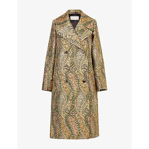 Dries Van Noten Riani Metallic-pattern Woven Coat