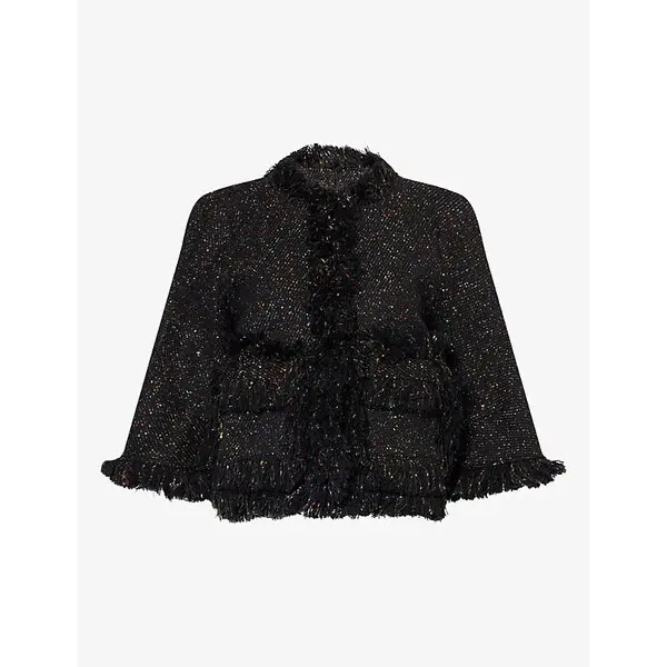 Sacai Tweed Wool-blend Jacket - Black