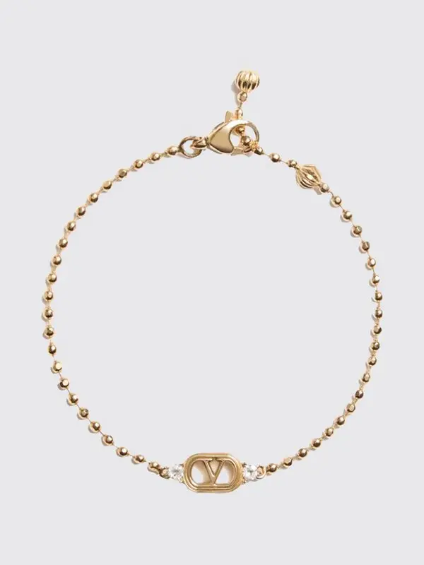 Valentino Garavani Ovalette Vlogo Crystal-embellished Metal Bracelet - Gold