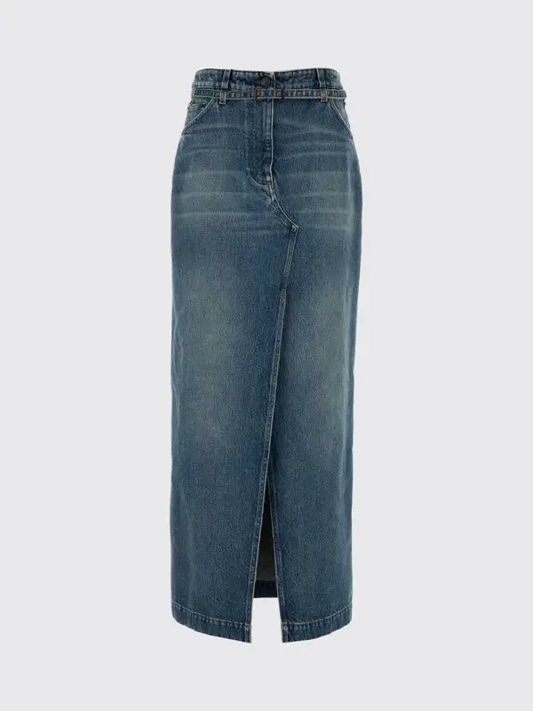 Dries Van Noten High-waisted Denim Maxi Pencil Skirt With Front Slit