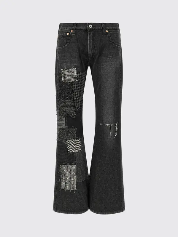 Junya Watanabe Low-rise Patchwork Flared Jeans In Denim