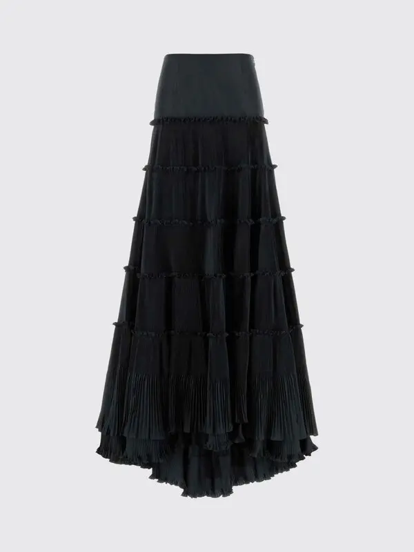 Blumarine High-waisted Pleated Crêpe Full Maxi Skirt - Black
