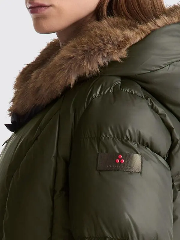 Peuterey Short Quilted Nylon Puffer Jacket With Hood And A Relaxed Fit - Brown