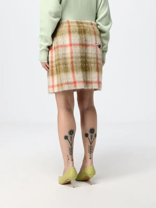 TELA Check Wool-blend Pencil Mini Skirt With An Elasticated Waist