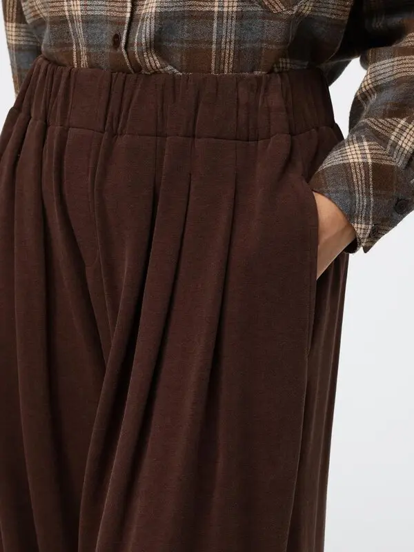 ELEH High-waisted Wide-leg Cotton Blend Trousers