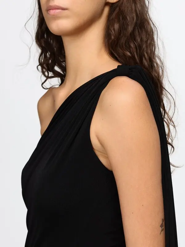 ELEH One-shoulder Sheath Mini Dress In Jersey With An Asymmetrical Neckline - Black