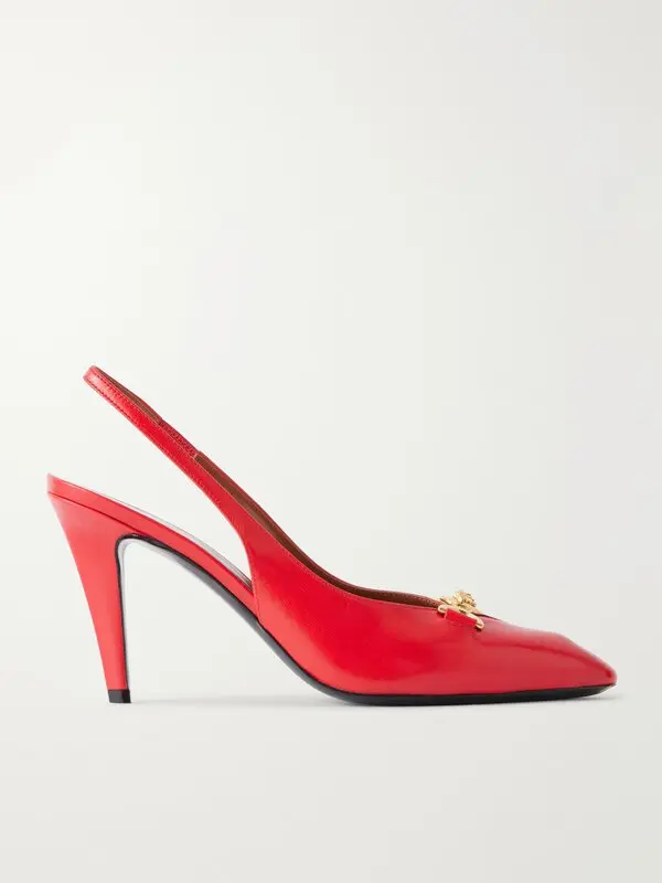 Versace Clelia 90 Medusa-embellished Leather Slingback Pumps - Red