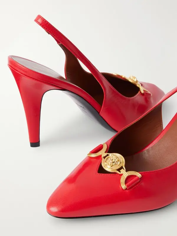 Versace Clelia 90 Medusa-embellished Leather Slingback Pumps - Red