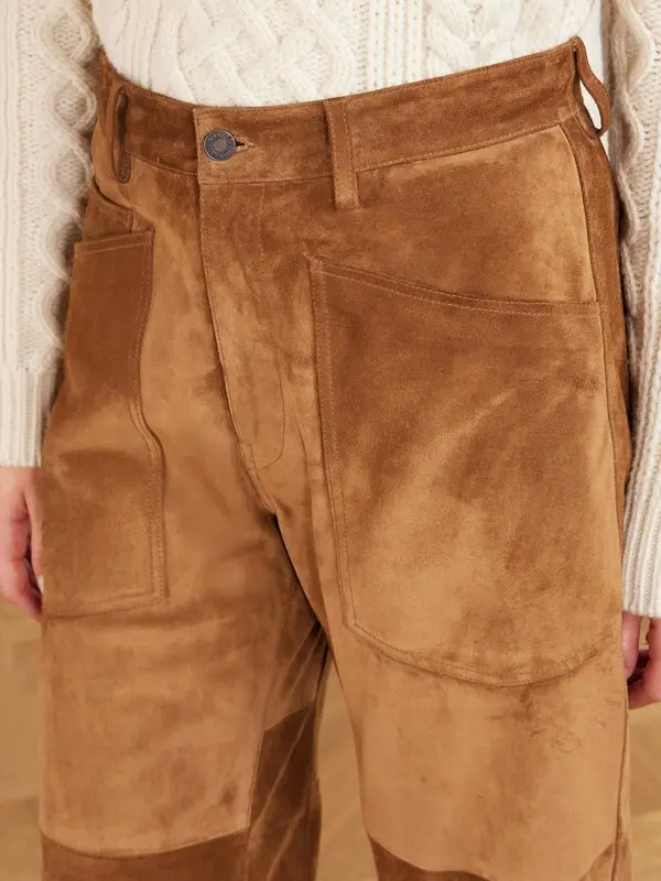 NILI LOTAN Shon Suede Barrel-leg Pants