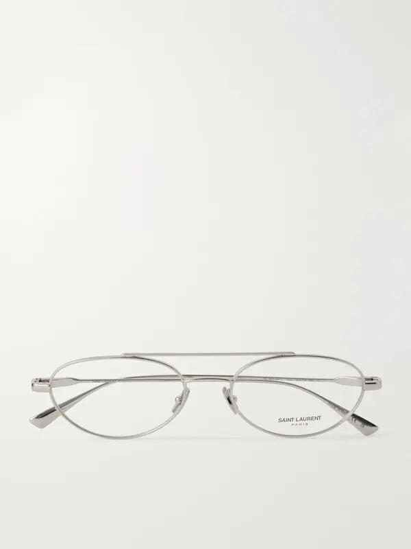 Saint Laurent Sl 951 Opt Aviator-style -tone Metal Glasses - Silver
