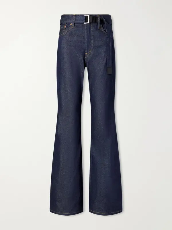 Sacai Levi's Belted Webbing-trimmed Mid-rise Flared Jeans