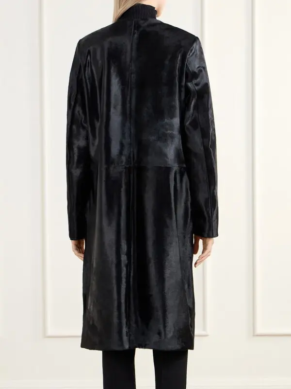 ALMADA Gemma Collarless Paneled Calf Hair Coat