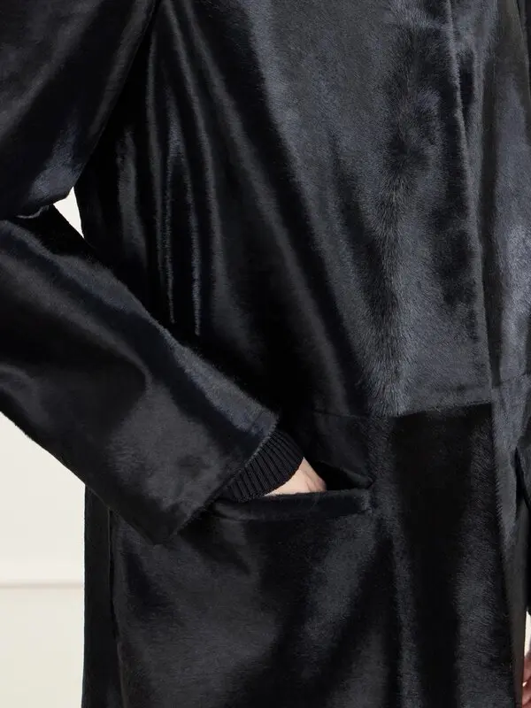 ALMADA Gemma Collarless Paneled Calf Hair Coat