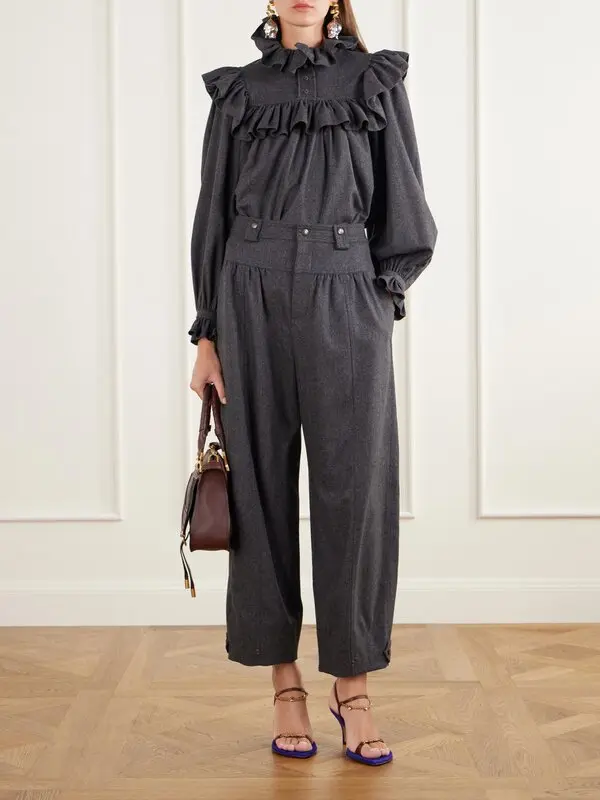 Chloé Ruffled Wool And Cashmere-blend Flannel Blouse