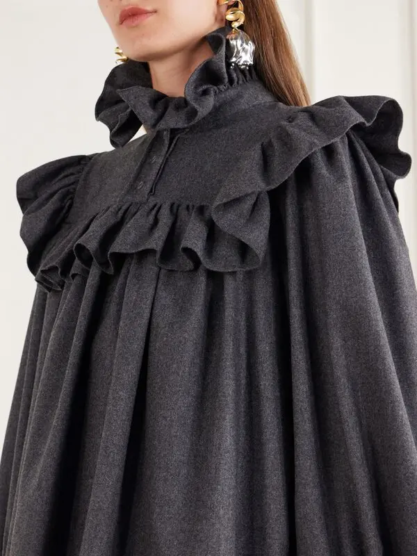 Chloé Ruffled Wool And Cashmere-blend Flannel Blouse