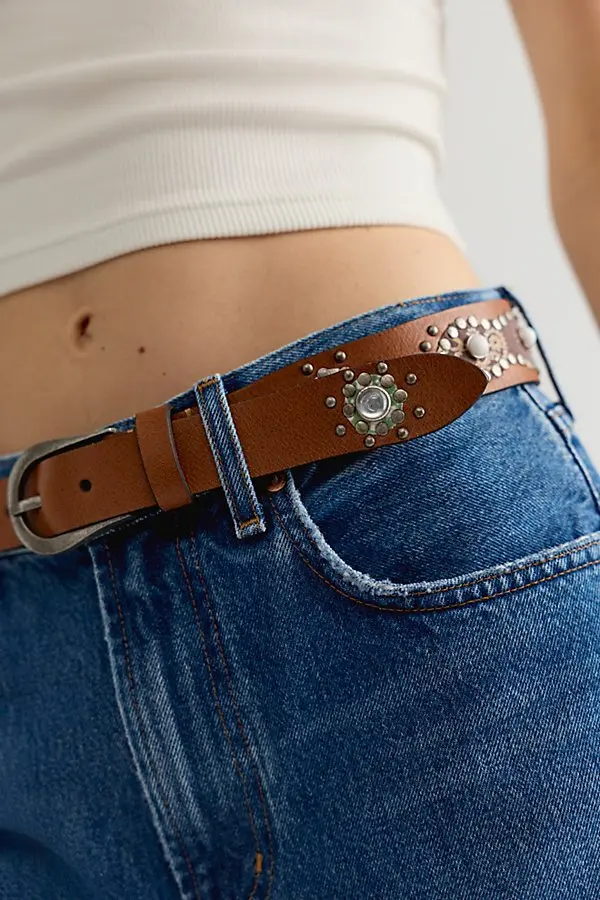 Free People Rainbow Mountain Stud Belt At - Forest