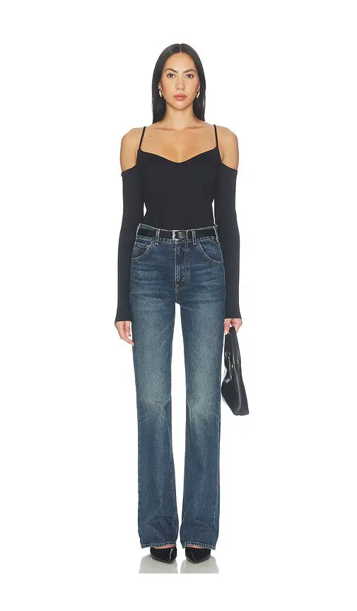 Susana Monaco Off Shoulder String Long Sleeve Top