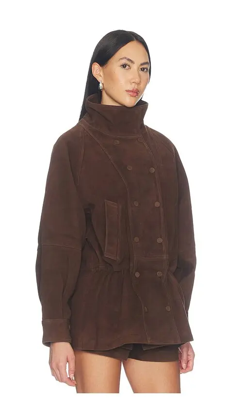 AEXAE Lamb Leather Suede Cinched Mid Jacket