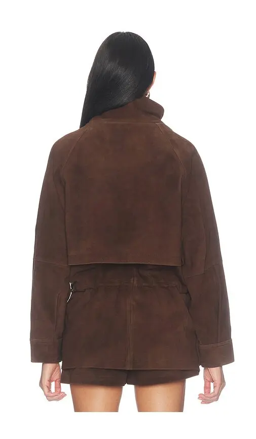 AEXAE Lamb Leather Suede Cinched Mid Jacket