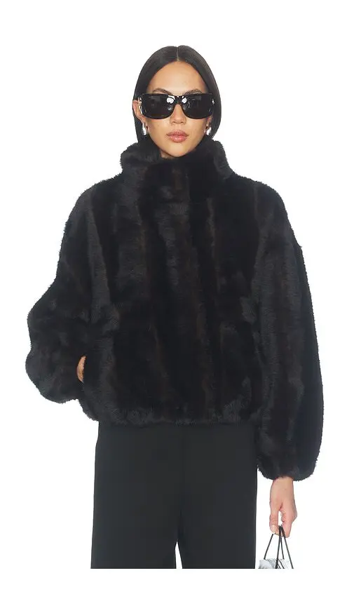 Apparis Iris Shaved Faux Mink Bomber - Black