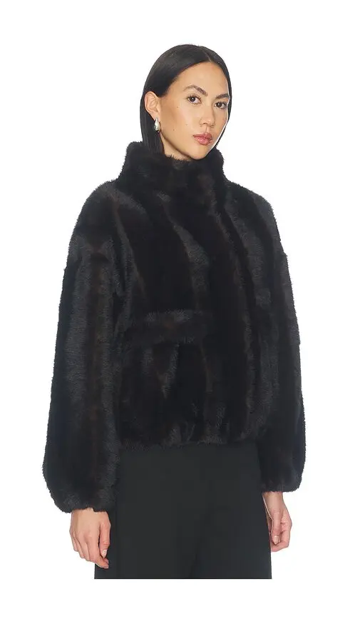 Apparis Iris Shaved Faux Mink Bomber - Black