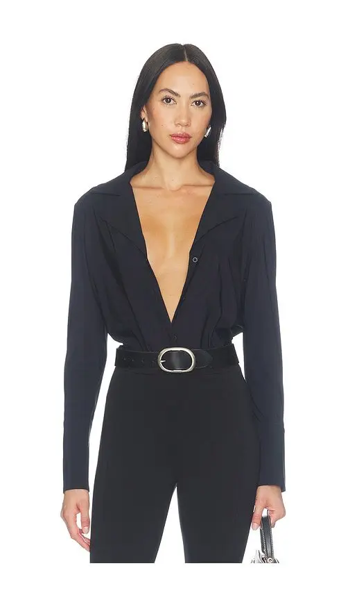 Commando Classic Blousey Button Down Bodysuit - Black