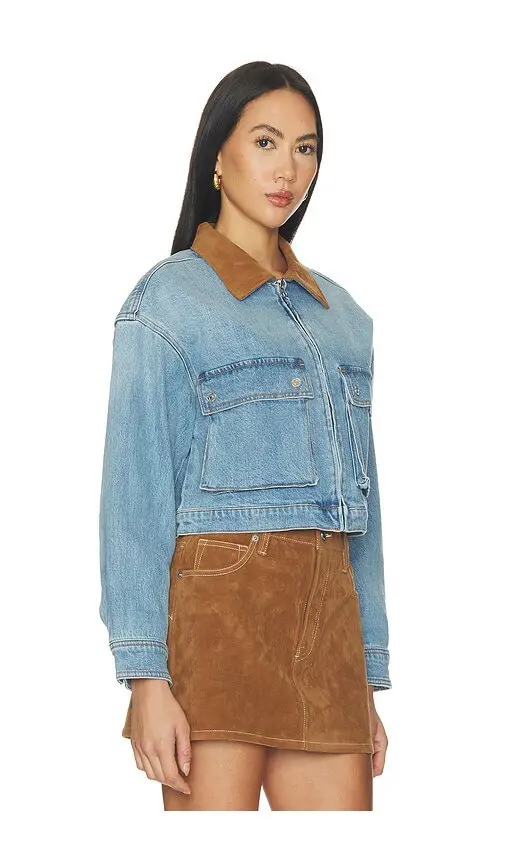 Good American The Denim Swing Cropped Jacket