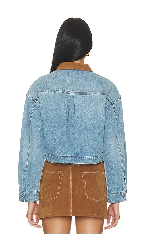 Good American The Denim Swing Cropped Jacket