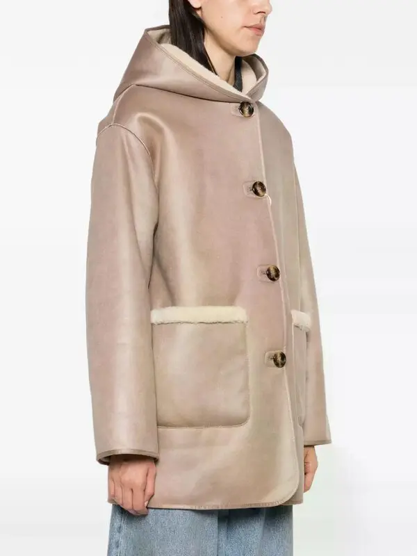 PENNYBLACK Hooded Shearling-trim Coat