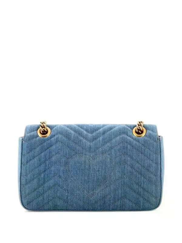 Gucci Pearly Gg Marmont Flap Bag Matelasse Denim Small Shoulder Bag