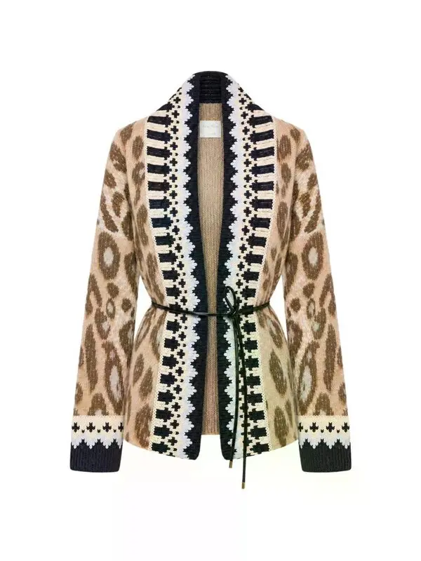 FORTE_FORTE Brit Leopard Jacquard Cardigan