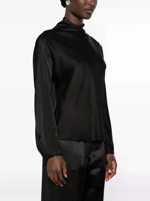 FORTE_FORTE Silk Satin Slouch-neck Shirt