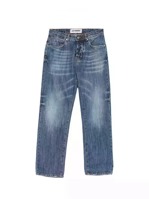 LES HOMMES Faded-effect Straight-leg Jeans
