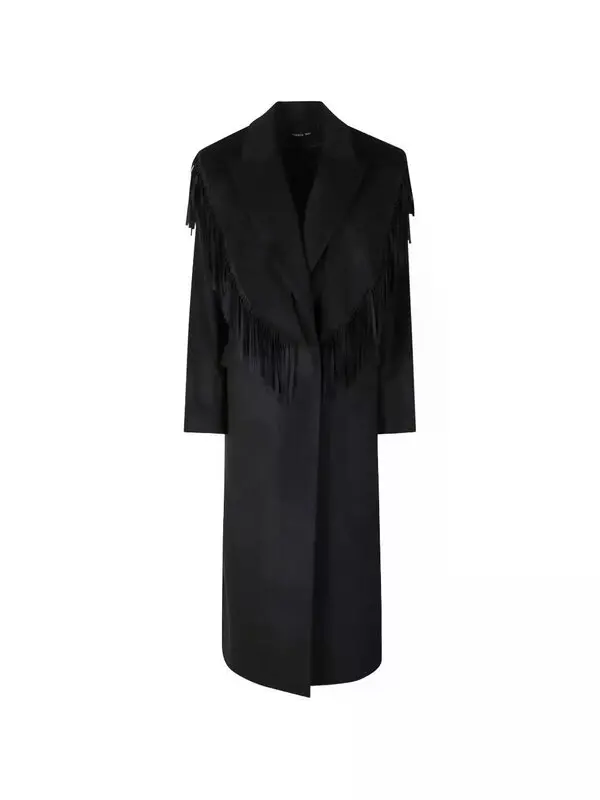 Federica Tosi Fringe-detail Detachable-cape Coat - Grey